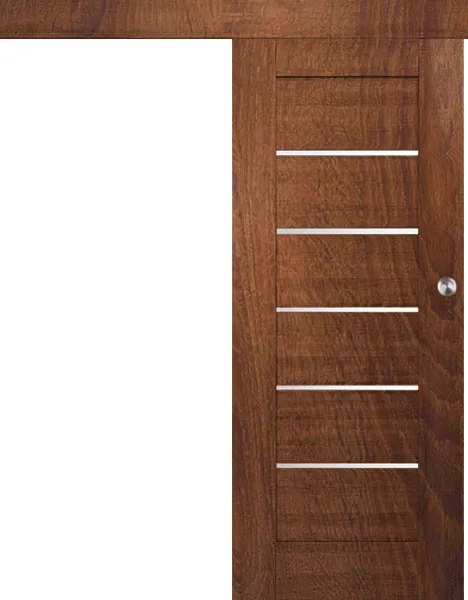 posuvné interiérové dveře na stěnu vasco doors IBIZA model 6 Průchozí rozměr: 70 x 197 cm, Orientace dveří: Levé dveře, Dekor: Dub riviera