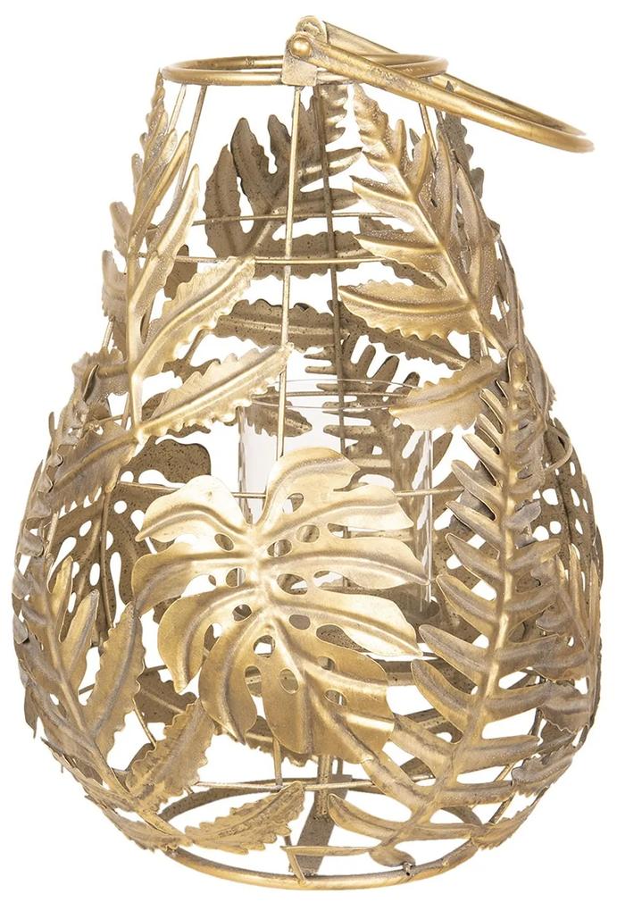 Zlatá lucerna s motivem listů - Ø 28*42 cm