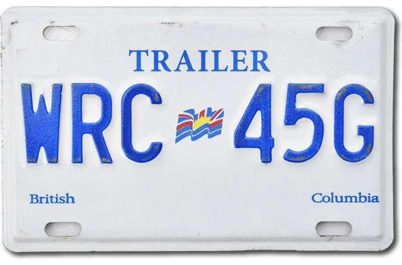 Kanadská SPZ British Columbia Trailer WRC 45G