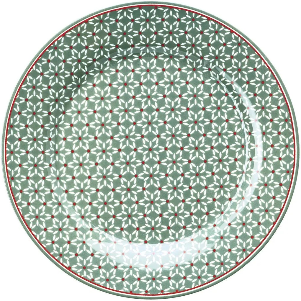 GREEN GATE Porcelánový talíř Juno Green, zelená barva, porcelán