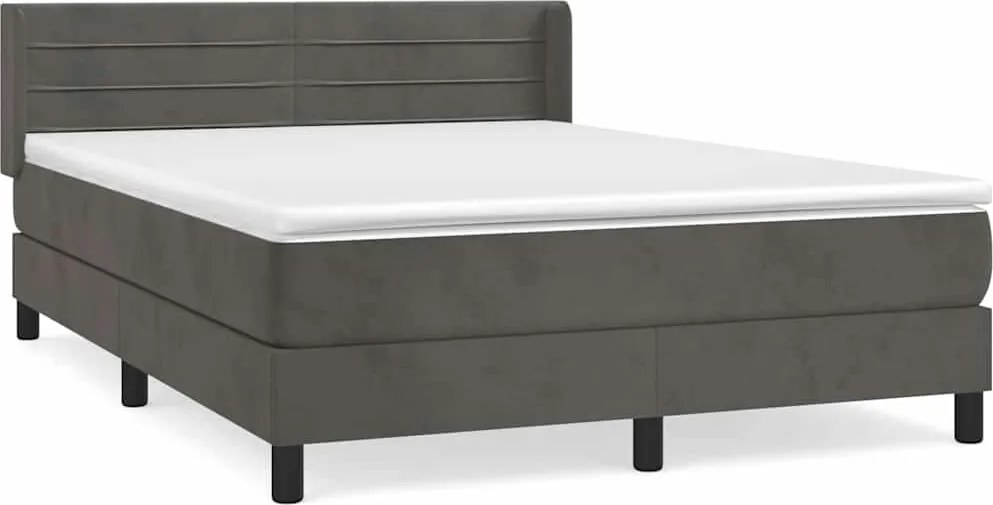 Box spring postel s matrací tmavě šedý 140 x 190 cm samet 3131016