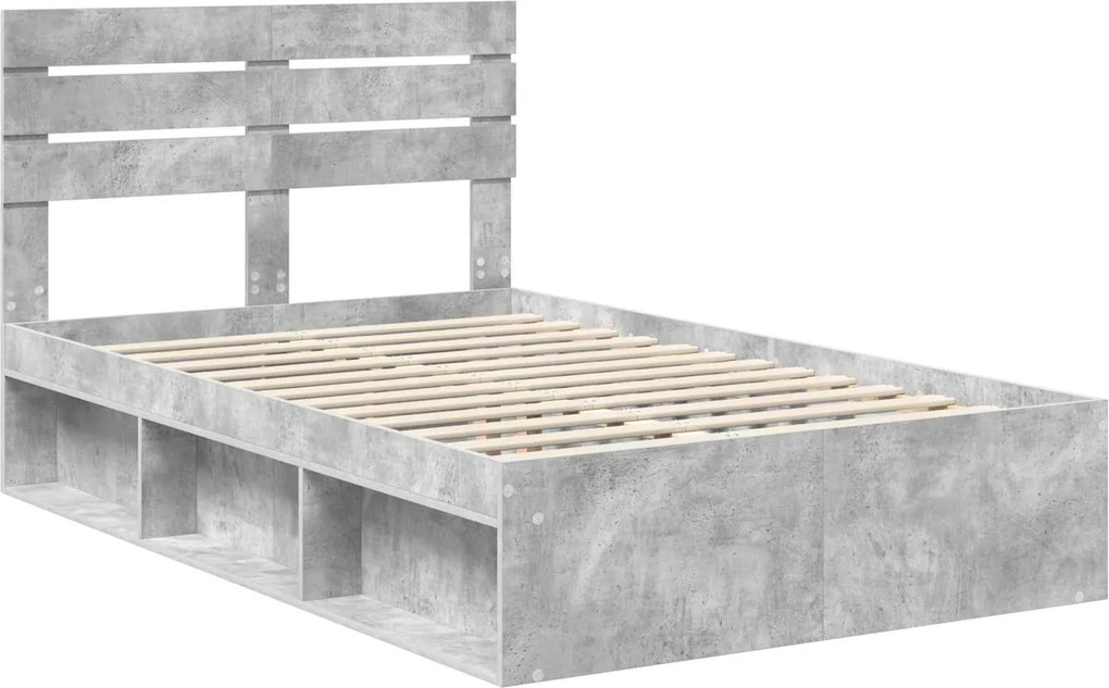 Rám postele s čelo Beton 120 x 200 cm Masivní borové dřevo 3411434