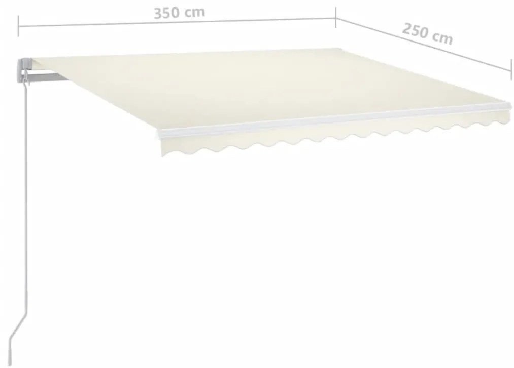 vidaXL Marketos Ručně zatahovací markýza 350 x 250 cm krémová