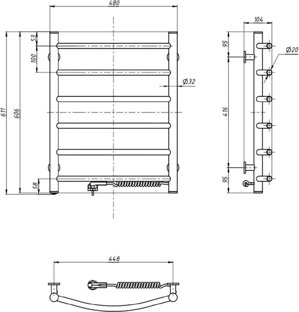 Aqualine Aqualine, SUPE elektrický sušák ručníků, 480x600mm, 148W, bílá, SU148