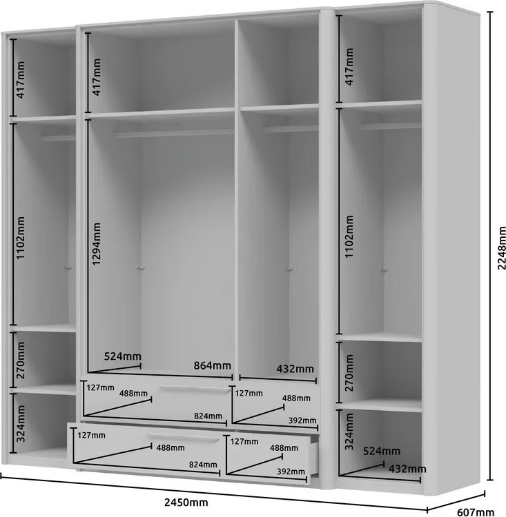 Skříň se zrcadlem AIR - P52-3OG/AI - Pepper bílá lak mat