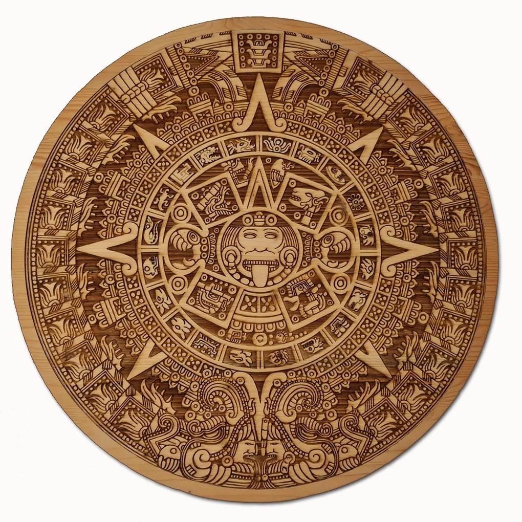 Dřevěný obraz Aztécký kalendář masiv Rozměry Ø: 40