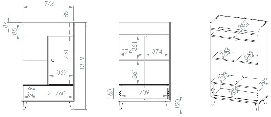 Komoda do dětského pokoje OLIVIA - béžová / šedá