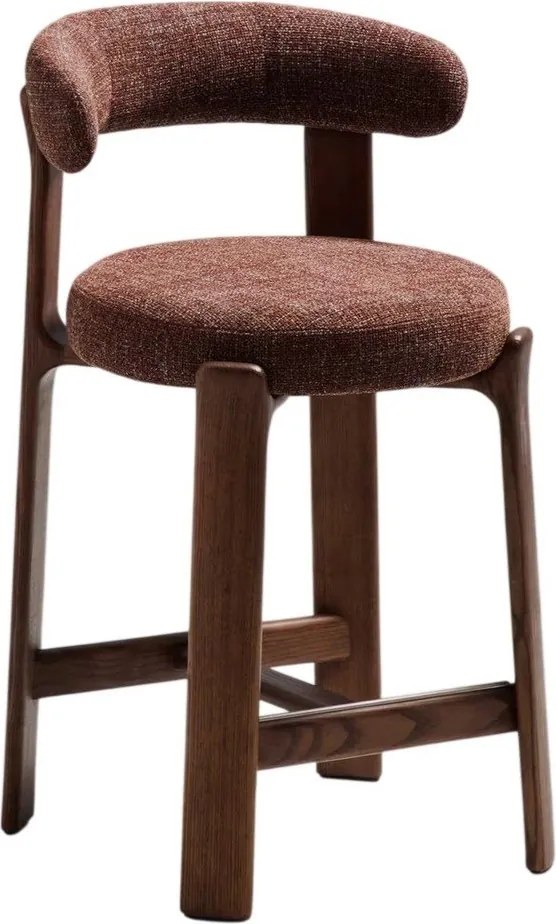 Hnědá/v tmavě přírodní barvě barová židle z jasanového dřeva (výška sedáku 65 cm) Granite – Kave Home