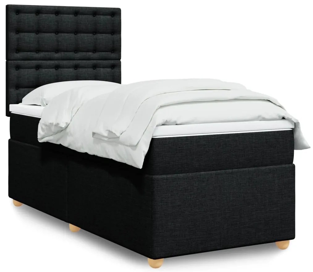 Box spring postel s matrací černá 90x200 cm textil 3291179