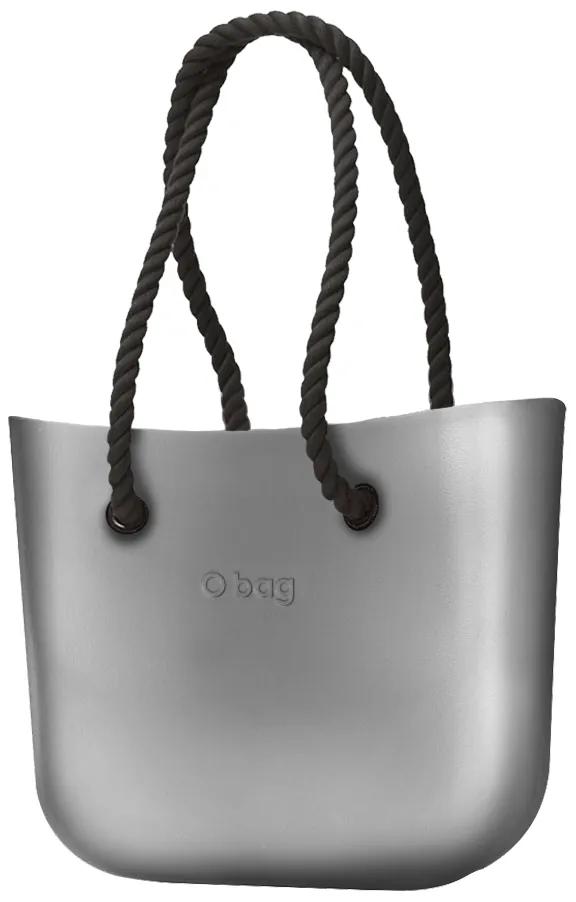 O bag kabelka Silver s černými dlouhými provazy | BIANO