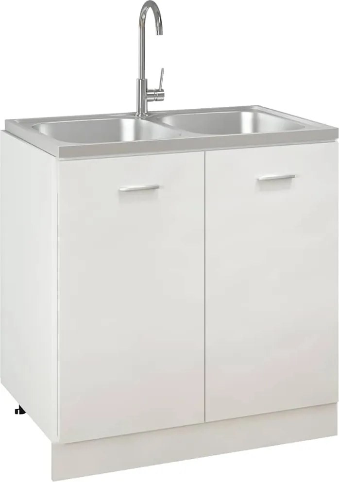 Kuchyňský dvojitý dřez stříbrný 800x500x155 mm nerezová ocel 147234