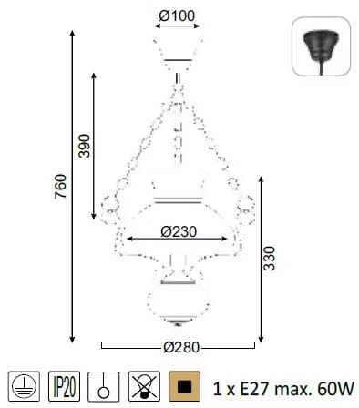 ACA DECOR Závěsné svítidlo CHALET max. 60W/E27/230V/IP20