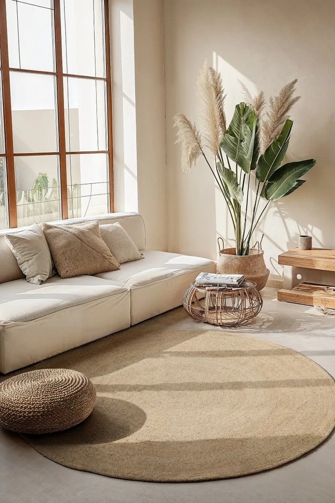 Hanse Home, Kusový koberec Jute Braided 106007 Ivory kruh, 100x100 (průměr) kruh, béžová, chodba / předsíň