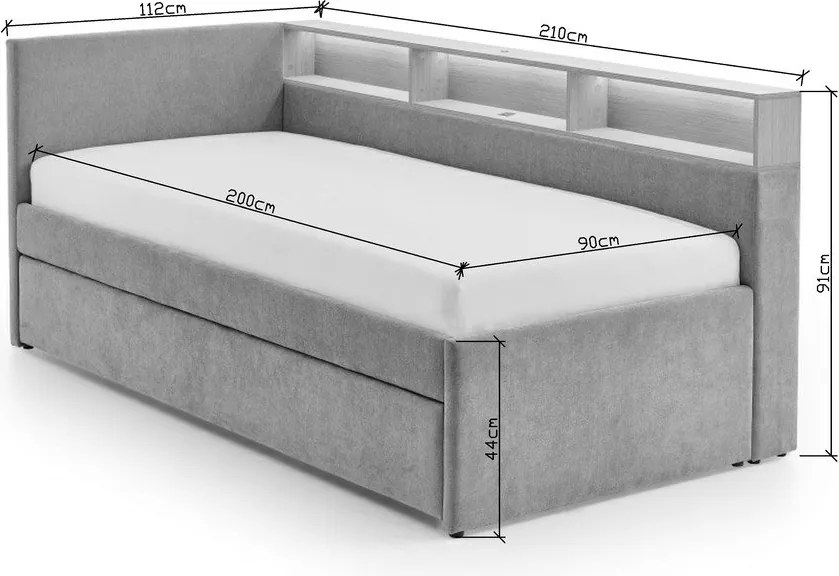 Béžová rohová dětská postel s úložným prostorem bez roštu 90x200 cm Uno – Meise Möbel