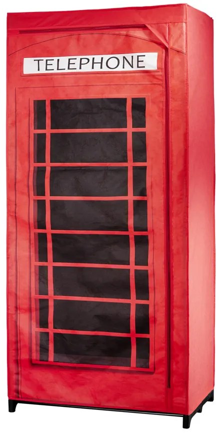 Šatník, skříň na oblečení, TELEPHONE BOOTH GB, 160x75x45cm, WENKO