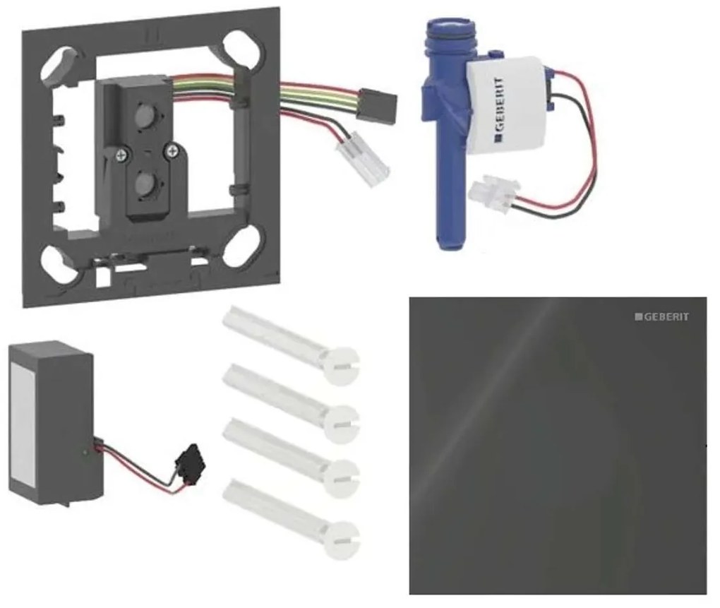 Geberit - Elektronické ovládání splachování pisoárů typ 40, síťové napájení, easy to clean, Bluetooth, matná černá 116.024.14.1