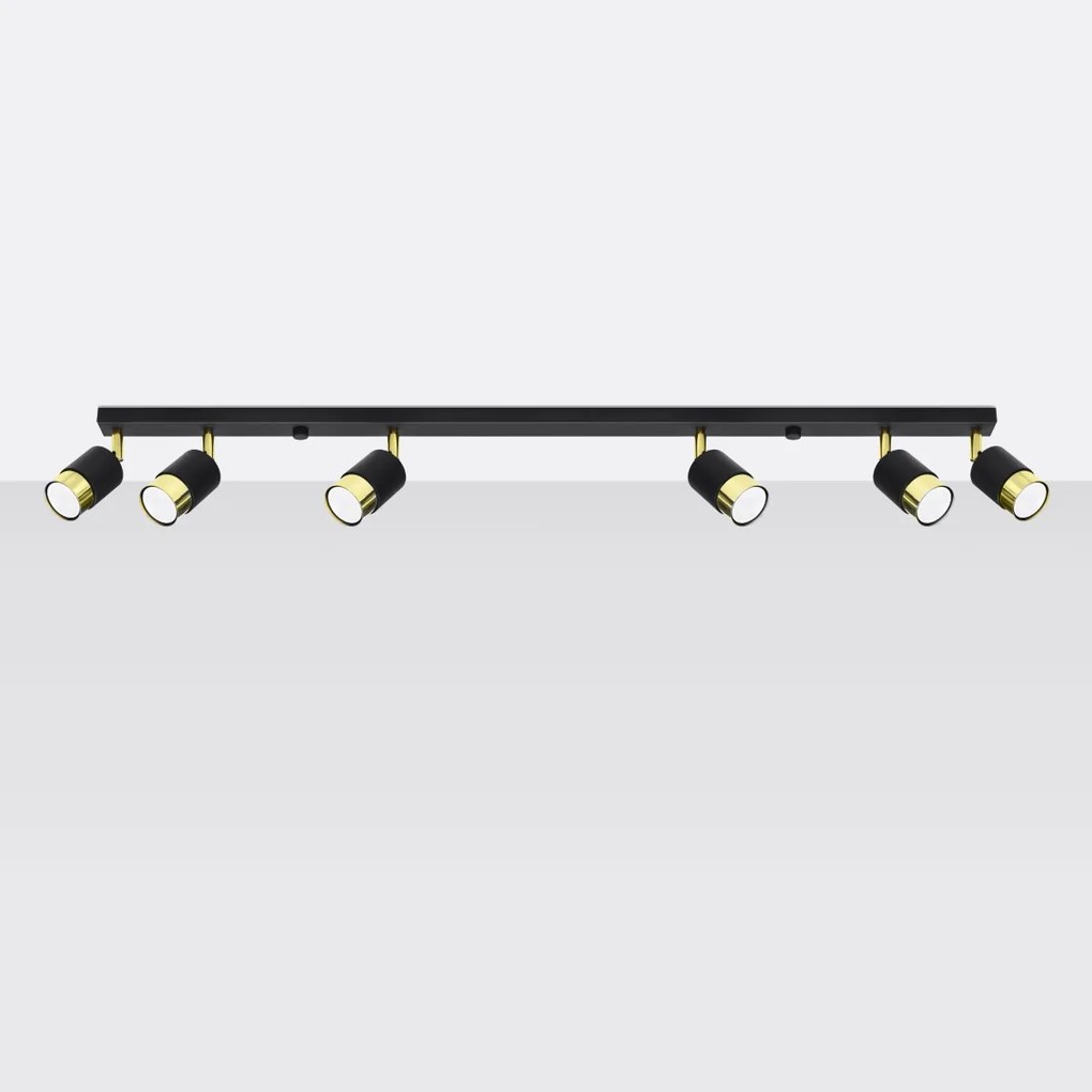 Sollux Lighting Stropní svítidlo NERO 6 černé/zlaté