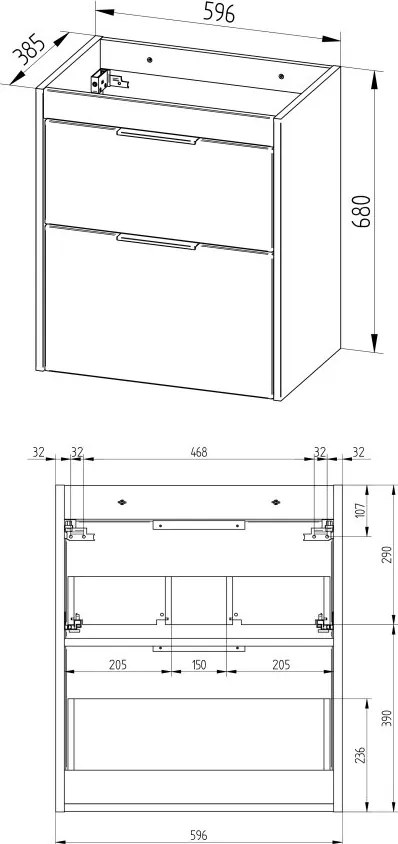 Mereo, Mereo Vigo, koupelnová skříňka s keramickým umyvadlem 61 cm, bílá, MER-CN311