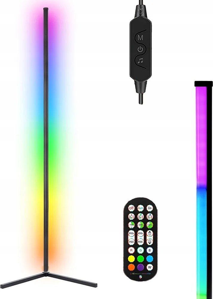 Podlahová Stojací Lampa Rohová Led Rgb S Dálkový Ovladač