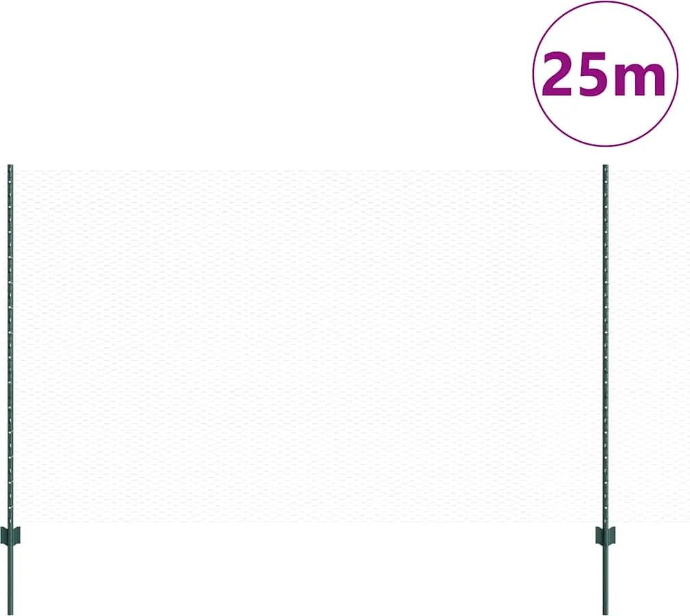 Hexagonální plot s podpěrou 10 x 1,4 m Ocel potažená PVC Zelená 3336689