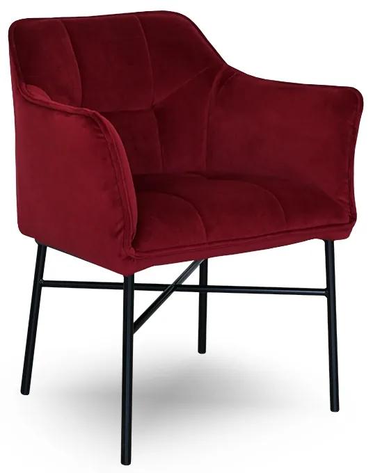 Čalouněná židle Rozalio s područkami - Salvador 13 červená / černé nožky
