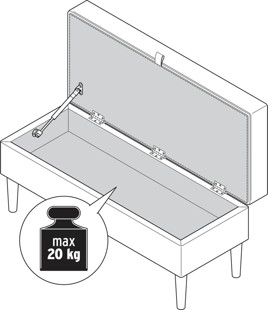 Tchibo - Polstrovaná lavice s úložným prostorem - barva: růžová