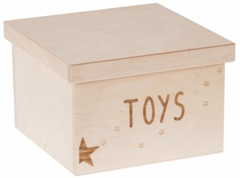 FK Dřevěný box na hračky - Toys gravír 20x20x15 cm, Přírodní