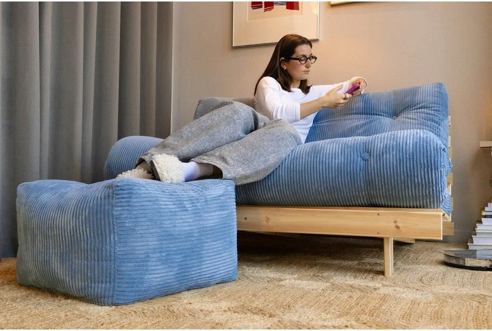 Světle modrý manšestrový taburet Buddy – Karup
