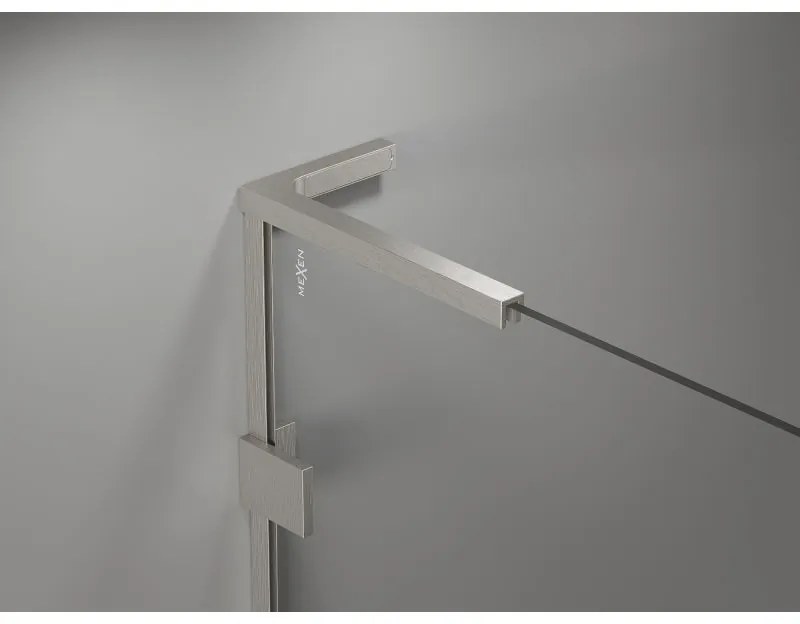Mexen Lunar, L půlkruhový výklopný sprchový kout 90 x 90 cm, 8mm čiré sklo, ocelový profil, 833L-090L-090P-97-00