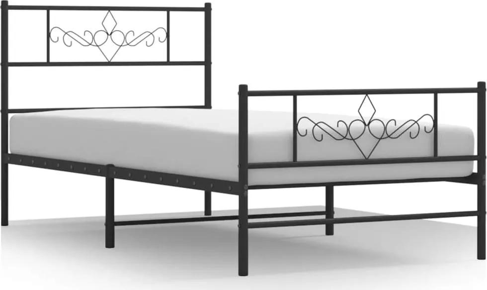 vidaXL Kovový rám postele s hlavovým a nožním čelem 80 x 200 cm [355276] Barva: Černá