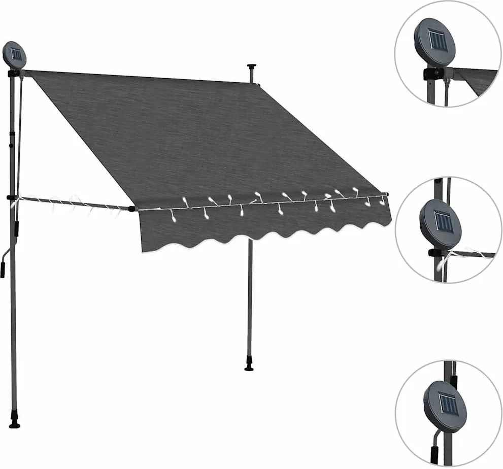 Ručně zatahovací markýza s LED světlem 100 cm antracitová 145862