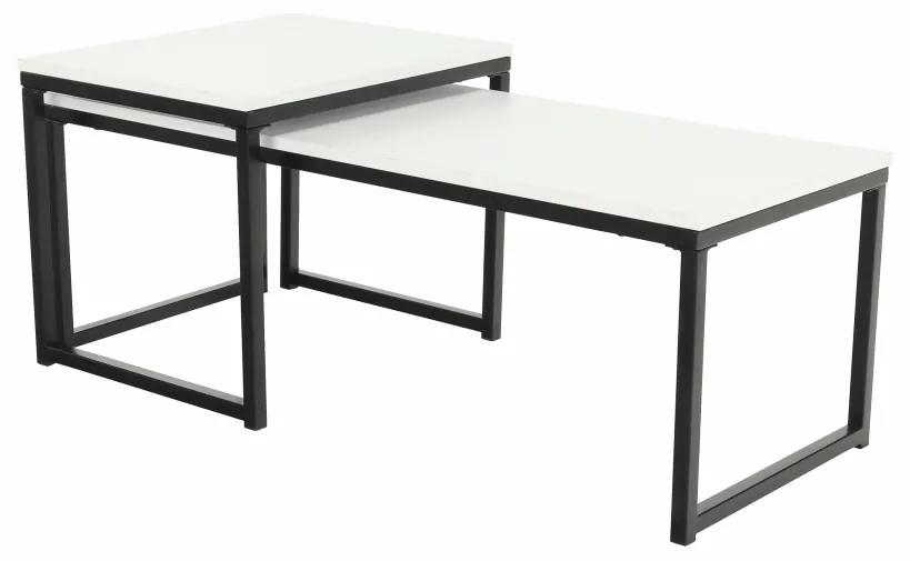 TEMPO Set 2 konferenčních stolků, matná bílá / černá, KASTLER NEW TYP 2