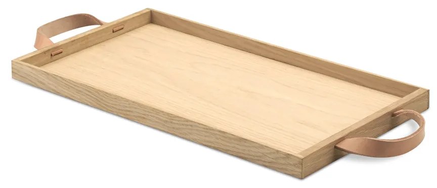 Dřevěný podnos s koženými úchytkami Norr Oak Skagerak
