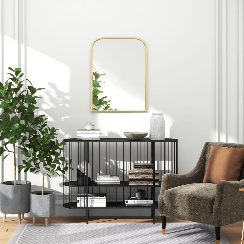 Nástěnné zrcadlo HOMCOM 60 x 87 cm koupelnové zrcadlo v barokním stylu s ozdobným kovovým rámem do obývacího pokoje a ložnice ve zlaté barvě
