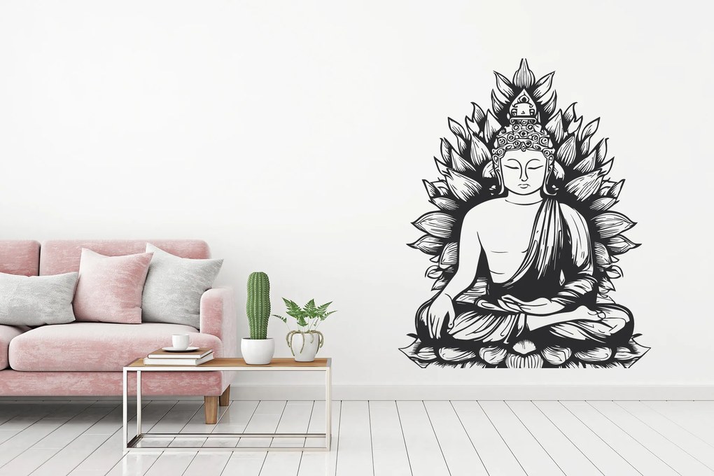 Lepy.cz Samolepka na zeď Budha Velikost (šířka x výška): 60x73cm, Barevná varianta: Světle žlutá