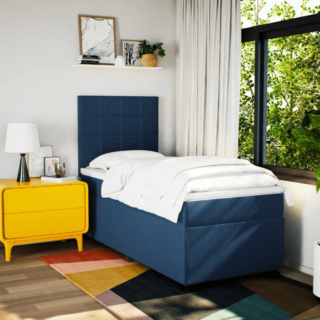 Box spring postel s matrací modrá 80x200 cm textil 3292621