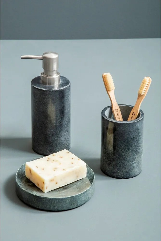Tmavě šedý kamenný kelímek na zubní kartáčky Kamal – Premier Housewares