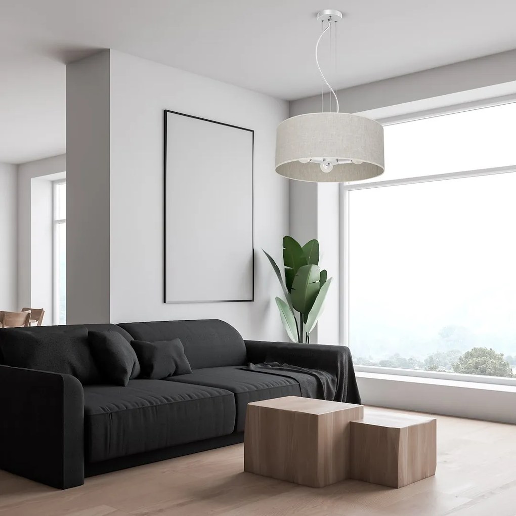 Závěsné svítidlo Lino, 1x lněné stínítko, (fi 50cm), w