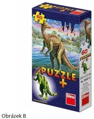 DINO Puzzle 60 dílků Dinosauři 6 druhů + figurka dinosaura dn383074