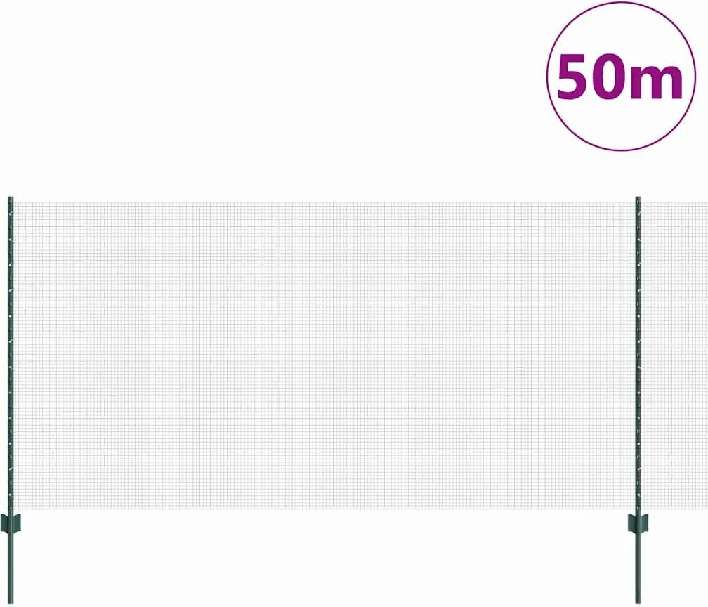 Svařovaná drátěná plotovina s tyčkami 50 x 1,2 m Zelená 3336518