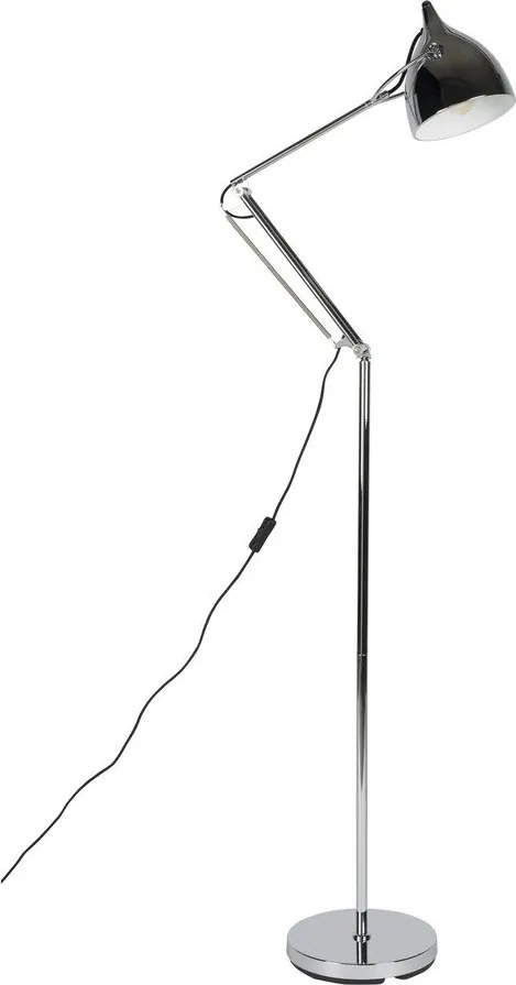 Stojací lampa s ohybatelnou konstrukcí ve stříbrné barvě s kovovým stínidlem (výška 137 cm) Reader – Zuiver