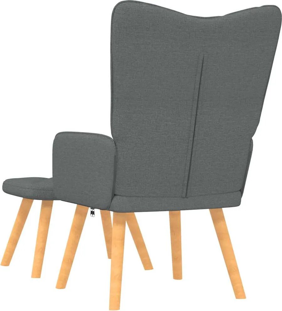 Relaxační křeslo se stoličkou tmavě šedé textil 327535