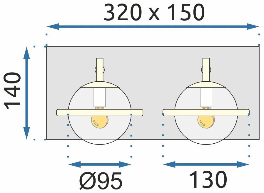 Toolight, nástěnné svítidlo 2xG9 APP1221-2W, černá-zlatá, OSW-40029