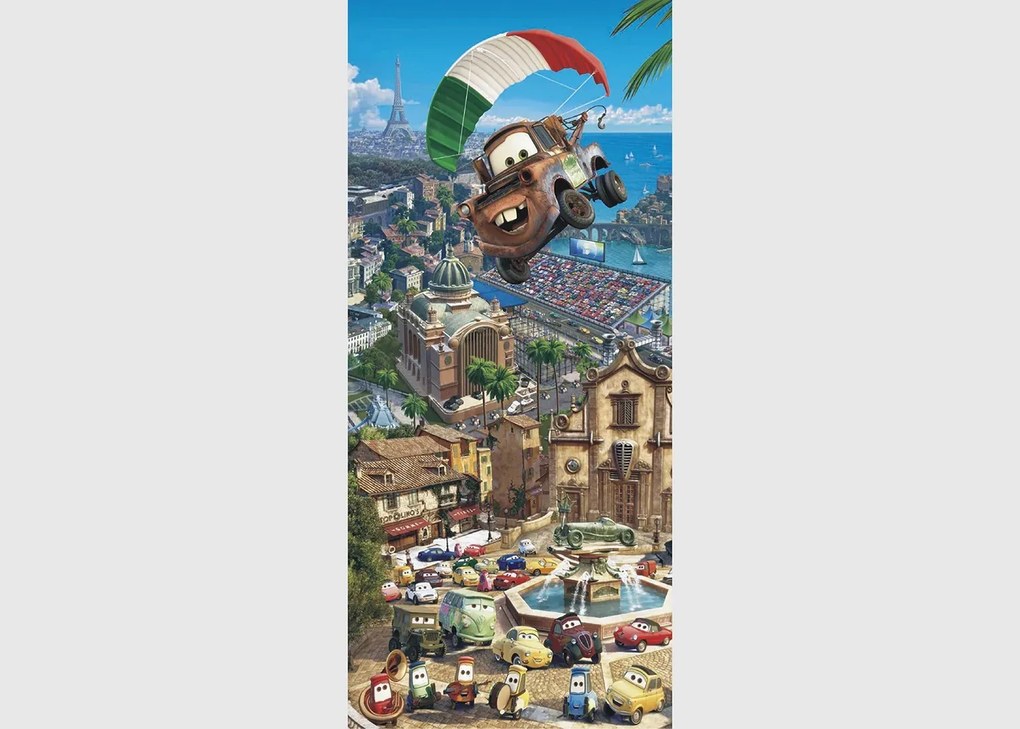 Dětská vliesová fototapeta na zed' Auta Burák s Padákem, Disney | 90 x 202 cm | DFTDNV 5426
