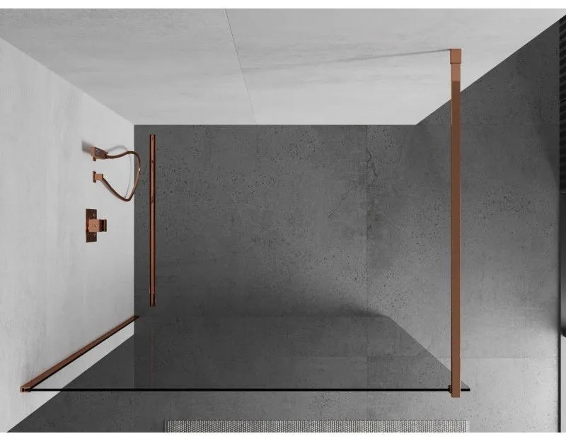 Mexen Kioto sprchová zástěna 140x200 cm, 8 mm, profil růžové zlato, čiré sklo, 800-140-101-60-00