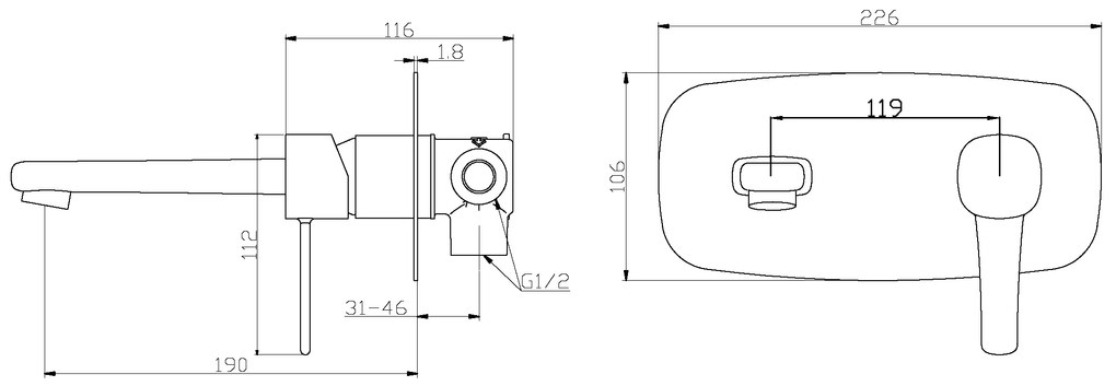 Invena Trend, podomítková umyvadlová baterie, měděná matná, INV-BP-02-U14-V