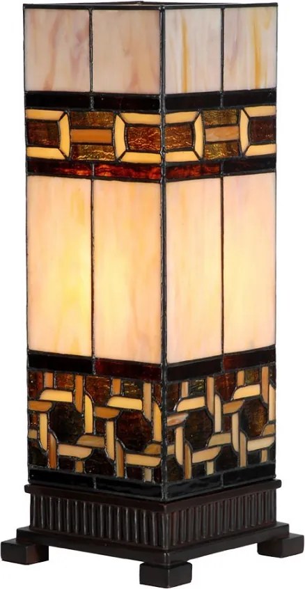 Béžovo-hnědá stolní tiffany lampa Laetitia II - 17*17*44 cm E27/ma* 1*40W