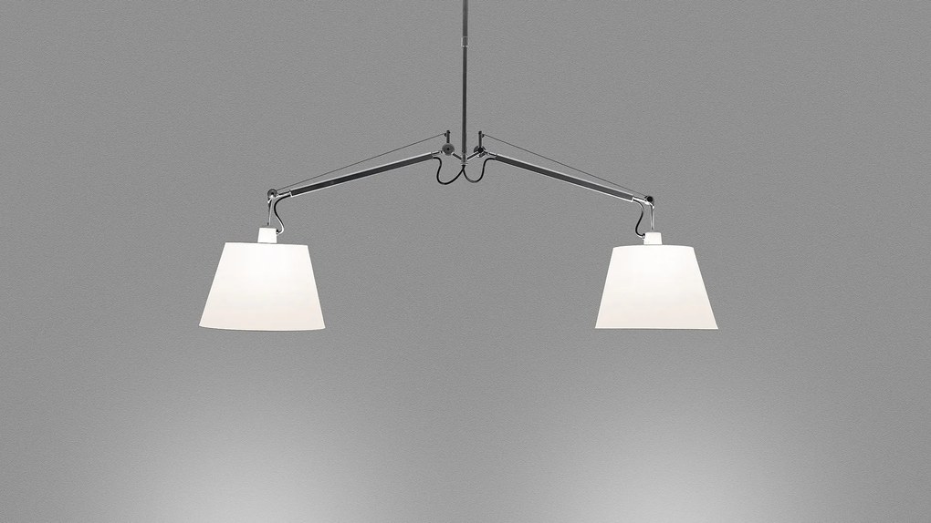 Artemide 0630010A Tolomeo Basculante sospensione due bracci, designové závěsné svítidlo, 2x150W E27, bez stínítkem
