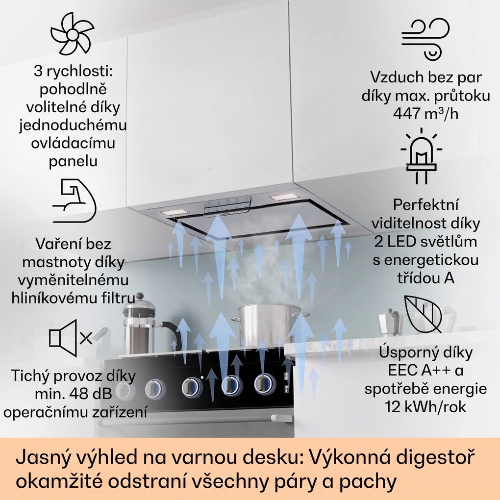 Klarstein Digestoř Camila vestavná 60 cm 369 m³/h LED Touch nerezová ocel