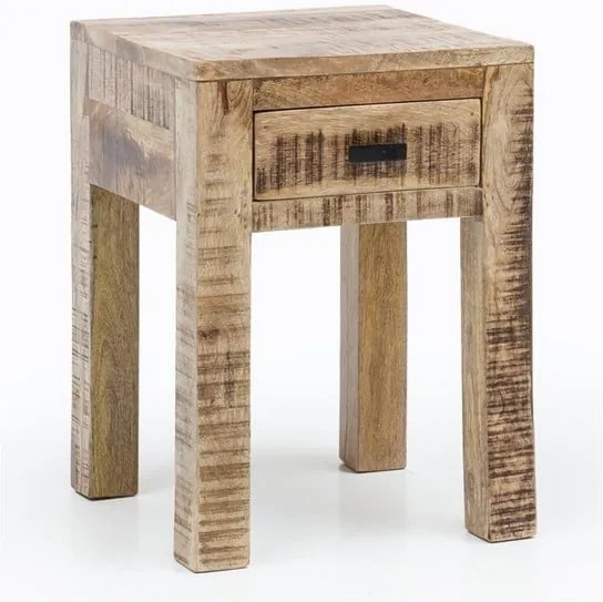 Odkládací stolek se zásuvkou z masivního mangového dřeva Skyport RUSTICA